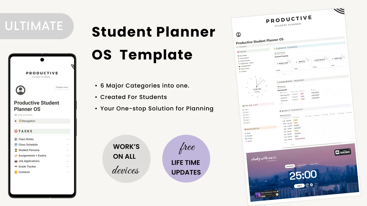 Student Planner OS Notion Template - Notionland Template Gallery